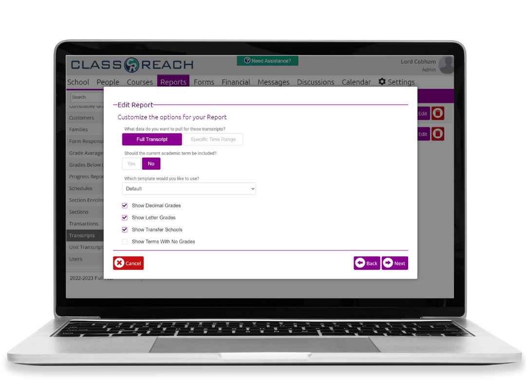 Create Academic Transcripts with ClassReach | Printable